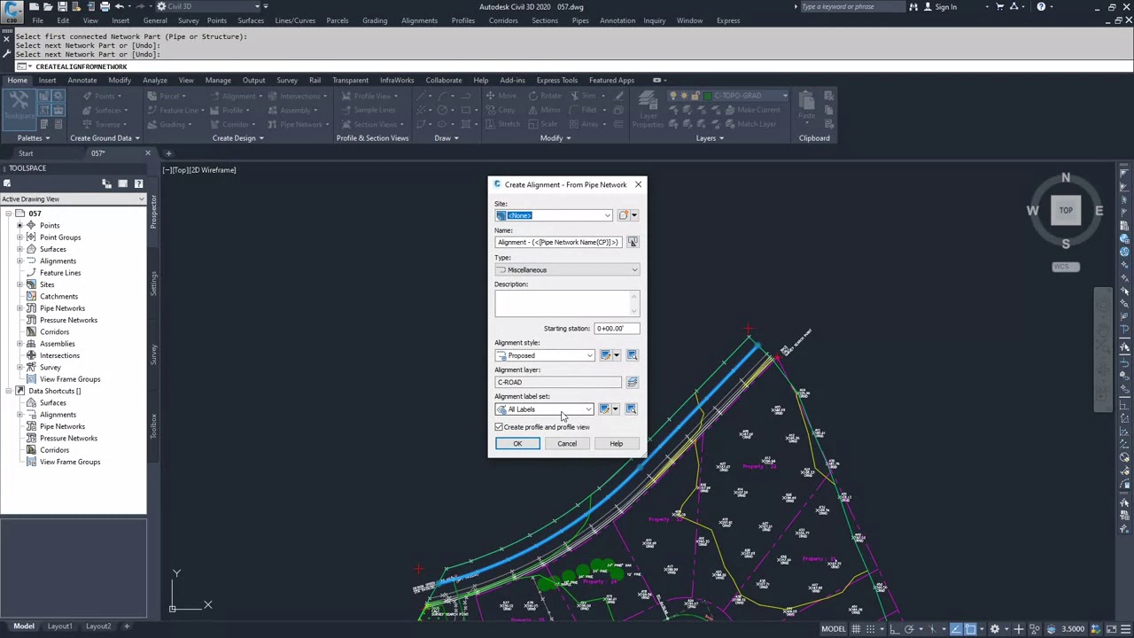 How to Create from pipe network of Alignments and Profiles in AutoCAD Autodesk