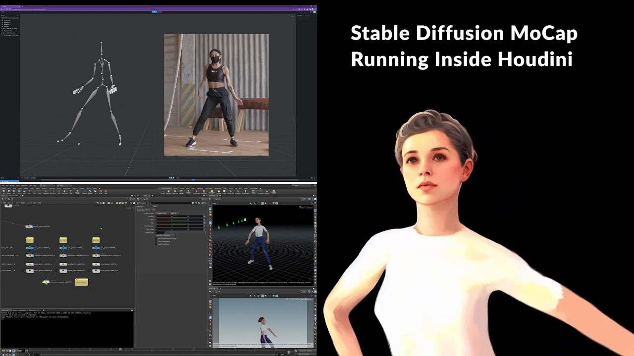Stable Diffusion Mocap Visualizer with Plask + Houdini