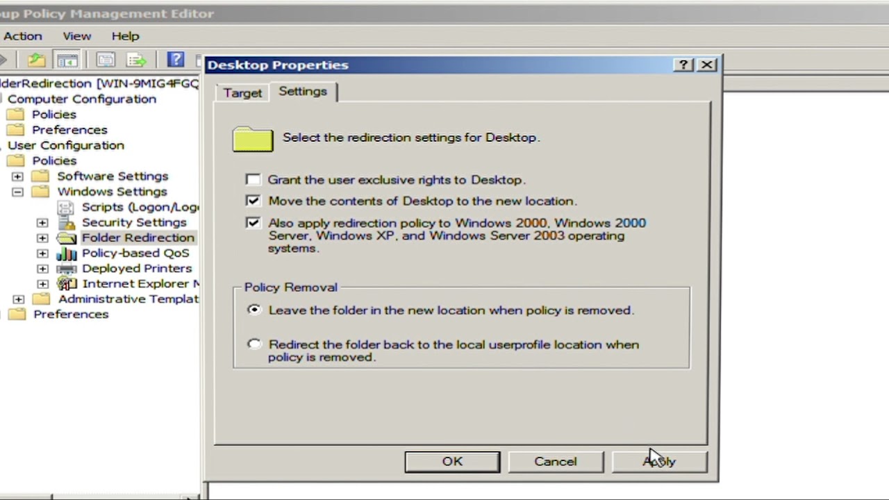 7. Creating Group Policy Object (Folder Redirection)