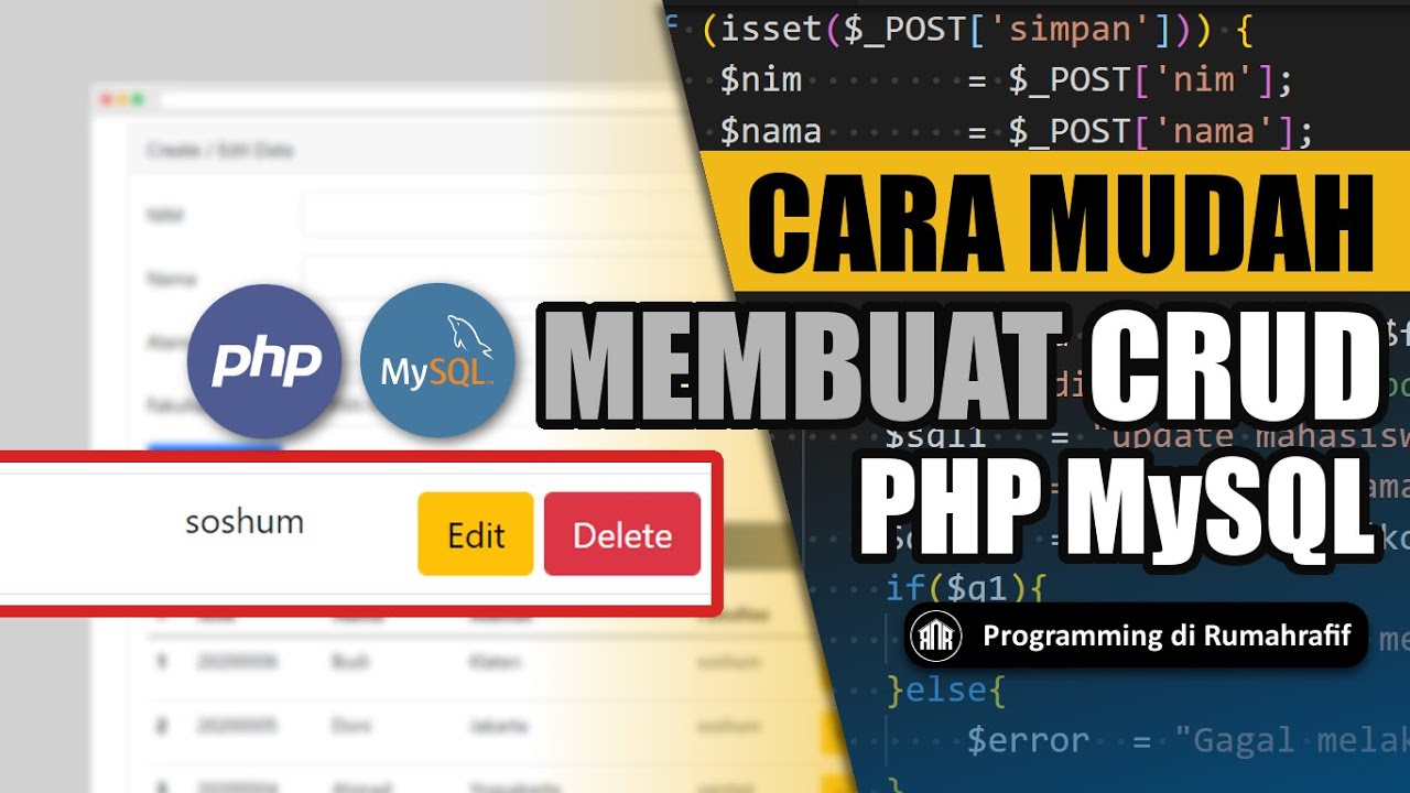 CARA CEPAT MEMBUAT CRUD DENGAN PHP MYSQLI // Bootstrap PHP MySQL