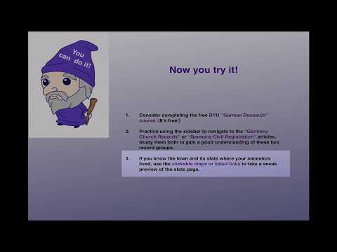 FamilySearch Research Wiki Wizard in Germany Part 1 of 14: The Germany Main Page