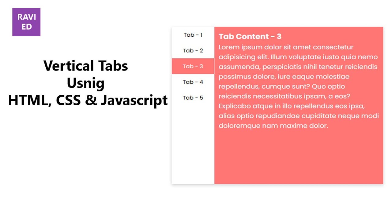How to Create Simple Vertical Tabs using HTML, CSS & JavaScript