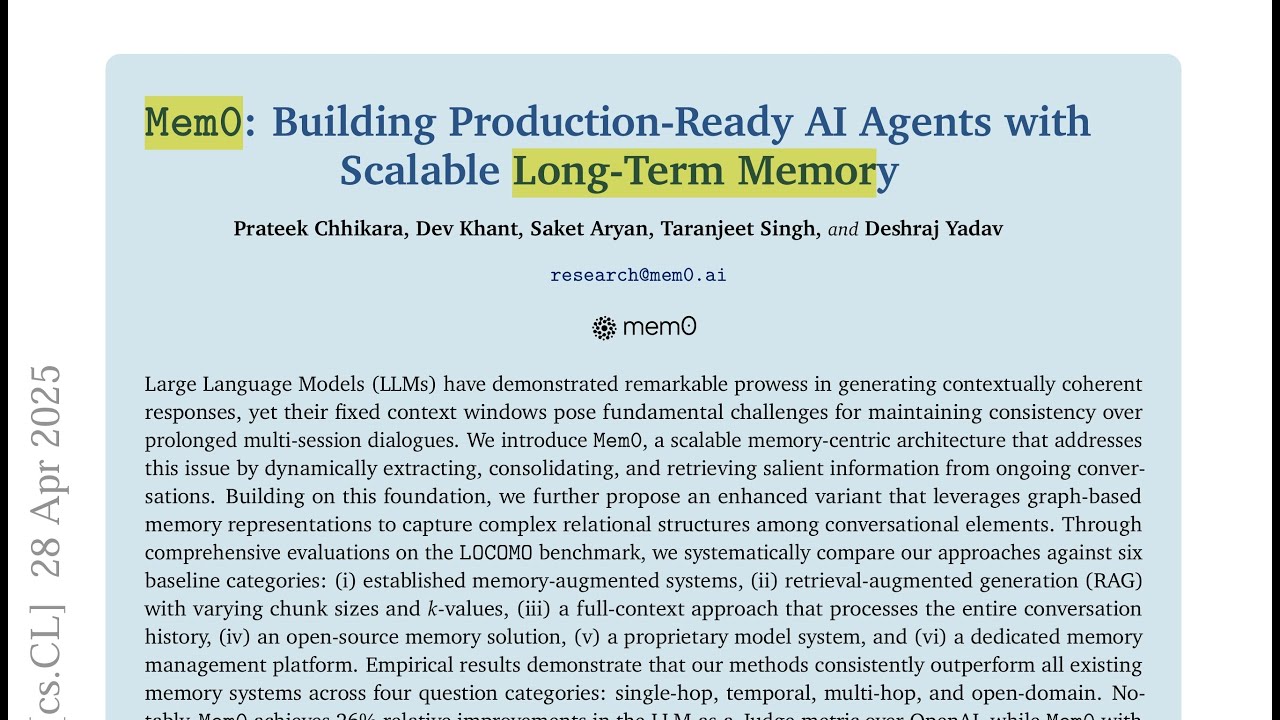 Mem0: Building Production-Ready AI Agents with Scalable Long-Term Memory