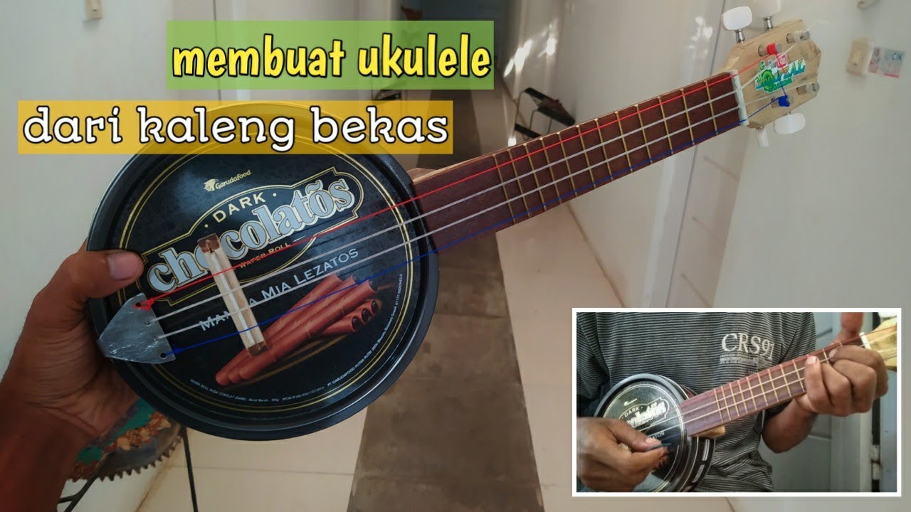 membuat Ukulele dari kaleng bekas, ide kreatif #azzammifzalchannel