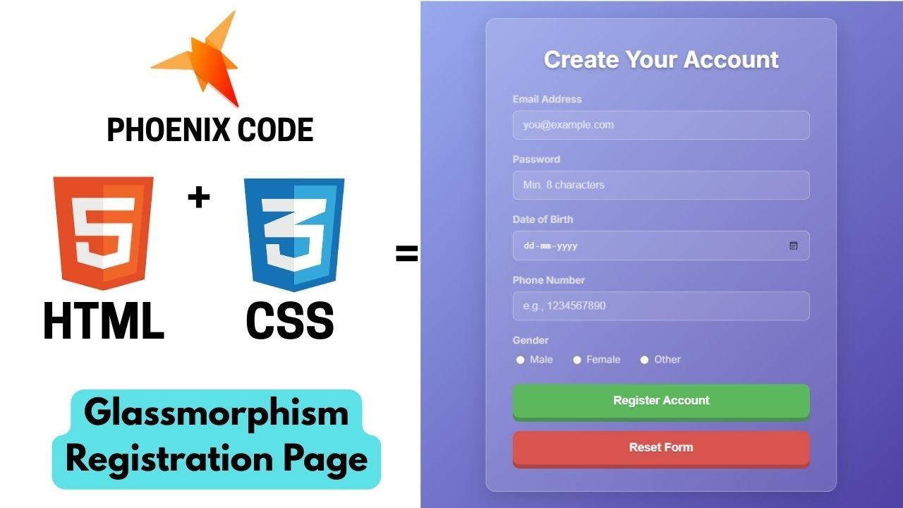 Build a Glassmorphism Registration Form with HTML & CSS | Modern UI Design Tutorial