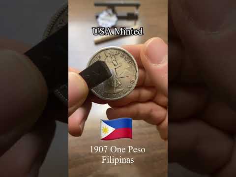 1907 One Peso Filipinas - Philippines Coin Ping Test