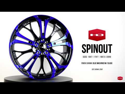HD Wheels Spinout 16x7 +40 4x100/4x114.3mm 73.1mm Gloss Blue&BK/Machin ...