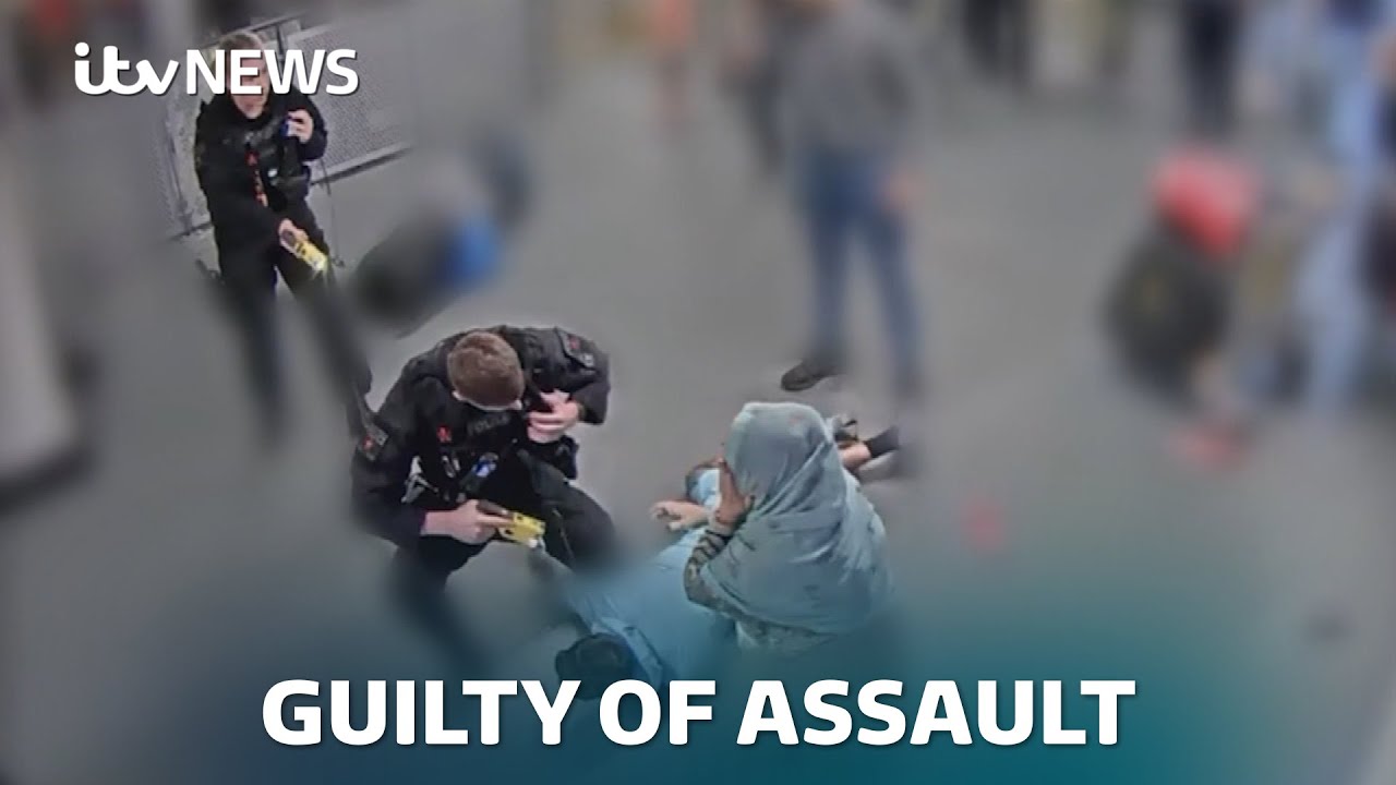 Man found guilty of assaulting two female police officers at Manchester Airport | ITV News