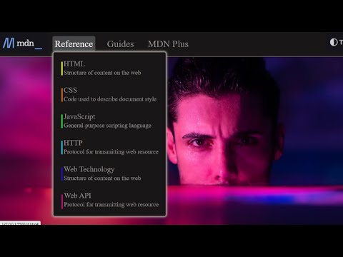 MDN website's dropdown navbar with amazing hover effect in html and css | Viajira