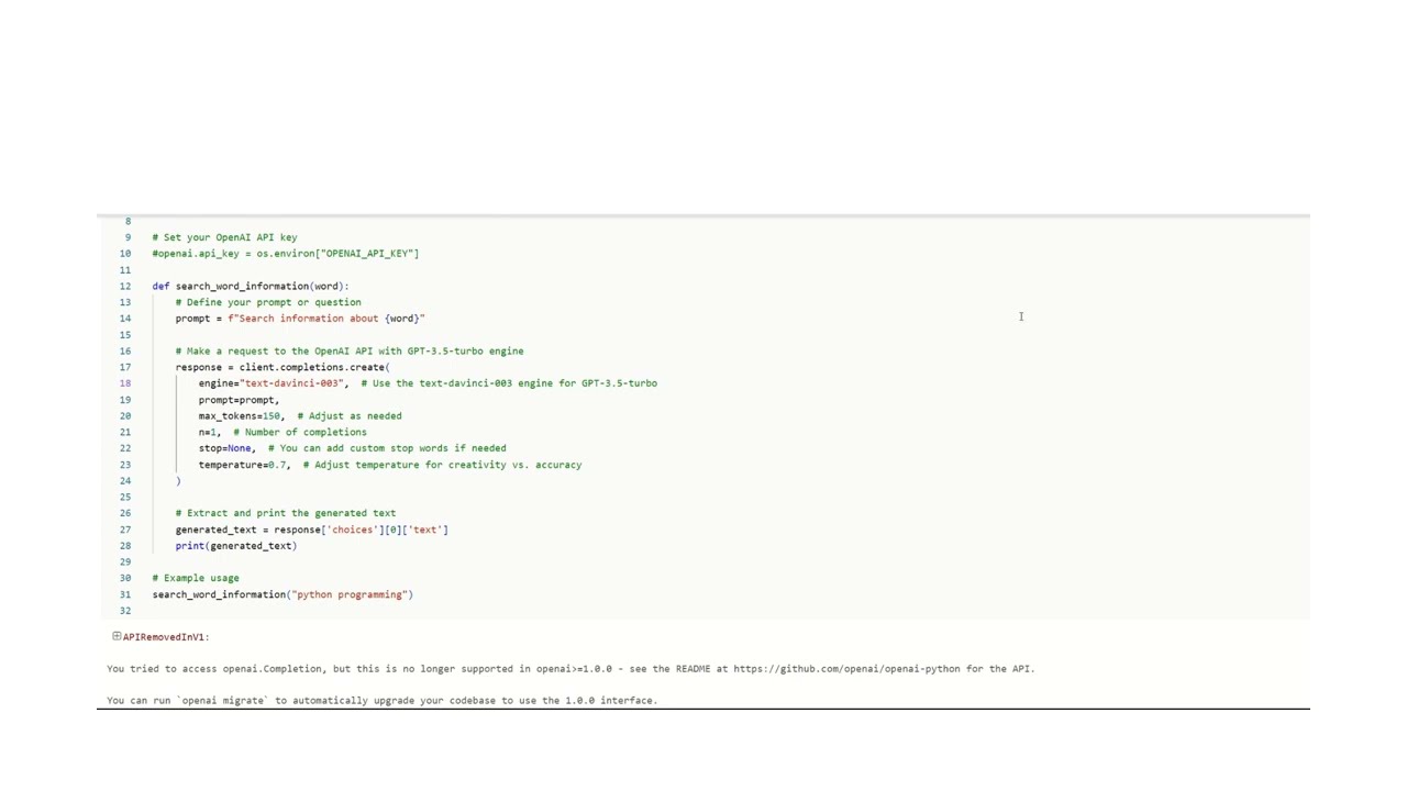 Fix OpenAI Error APIRemovedInV1 in Python