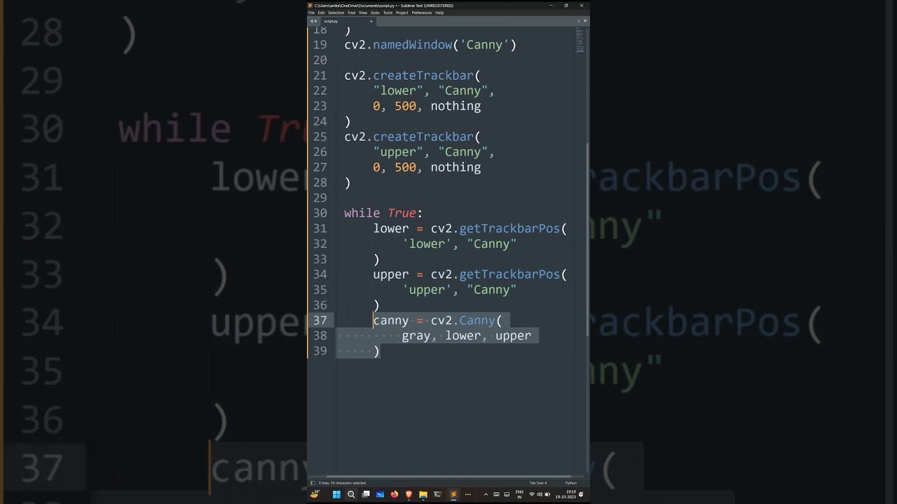 Canny Edge Detection in OpenCV Python #pythontricks #opencvpython #imageprocessing