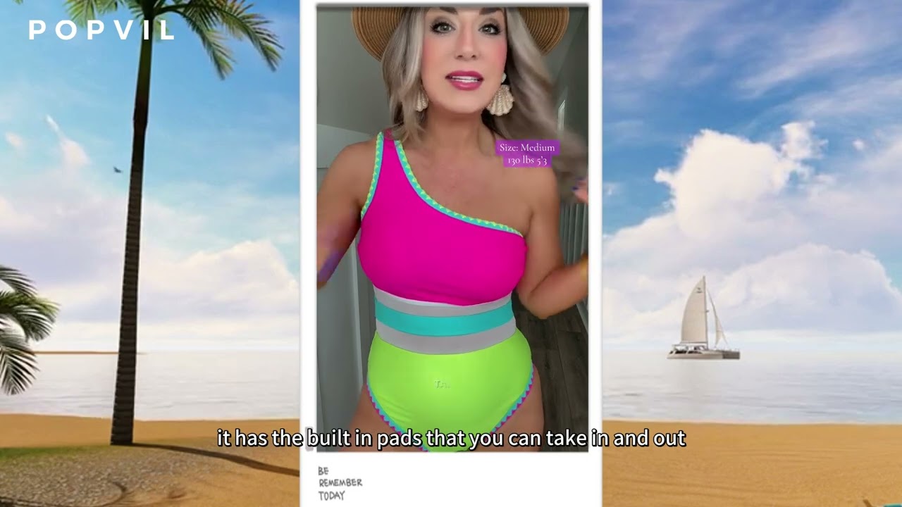 Popvil | One Shoulder Mesh Patchwork One Piece Swimsuit 