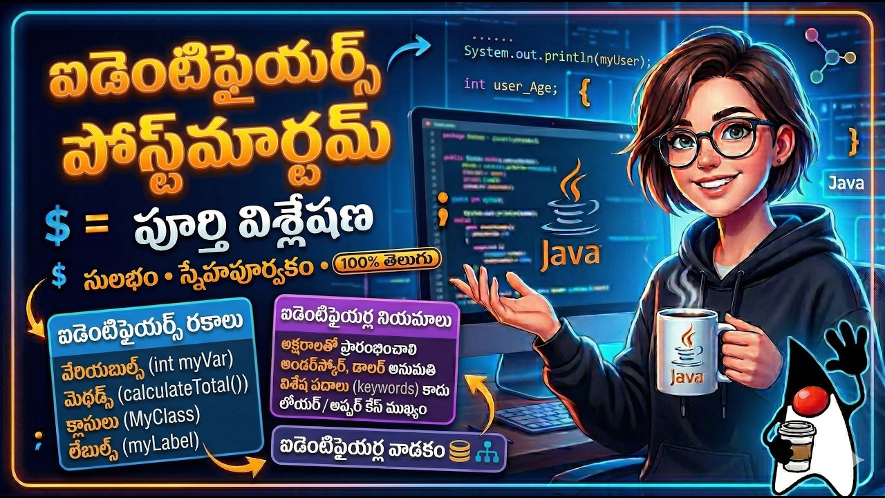 Java identifiers complete explanation — Telugu