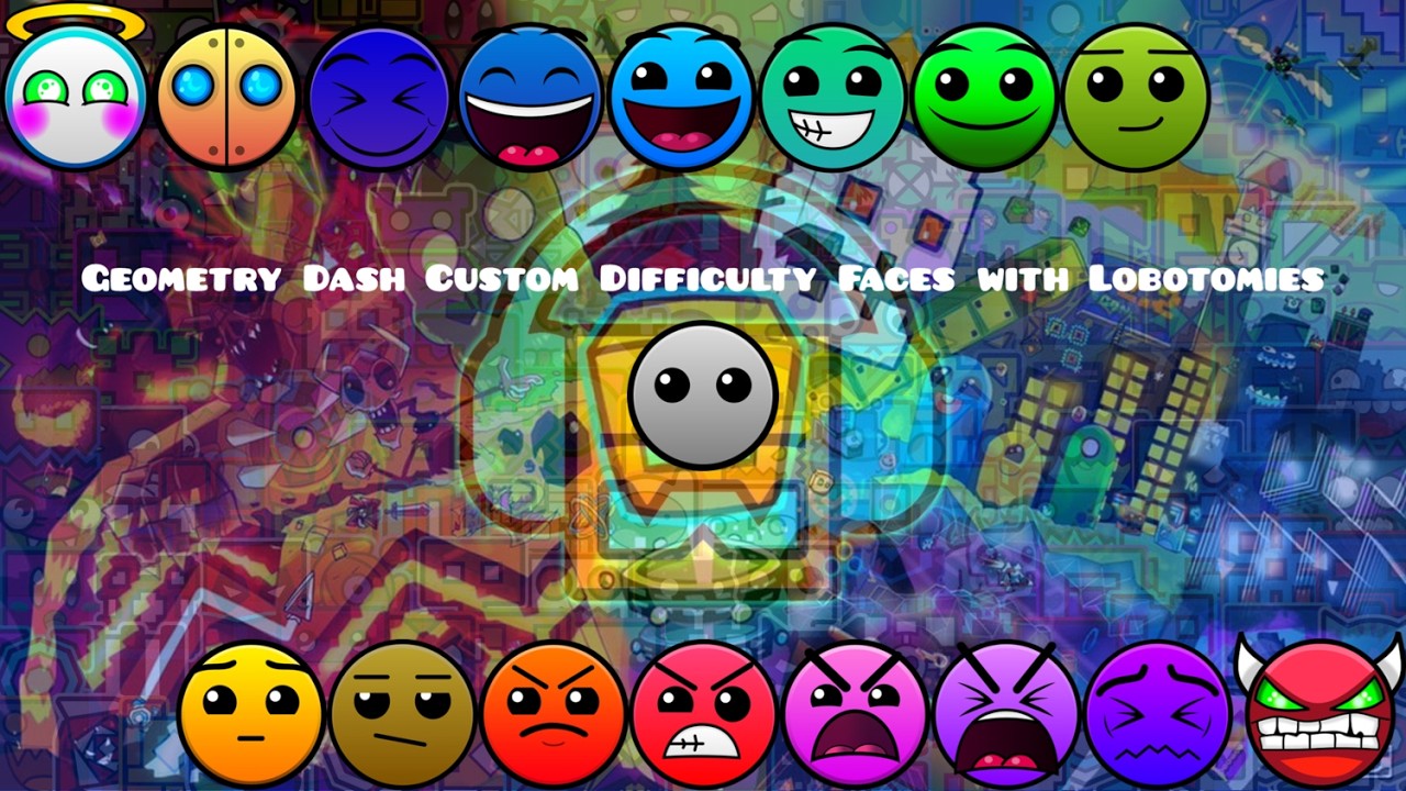 Geometry Dash Custom Difficulty Faces with Lobotomies (Version 16.25)
