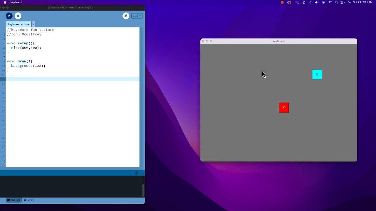 Using Keyboard Input to Move Objects in Processing