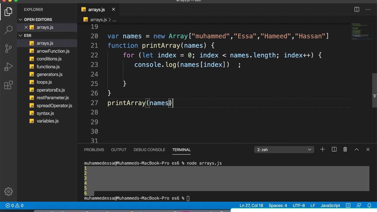 30   JavaScript ES6 |    Passing Array to function
