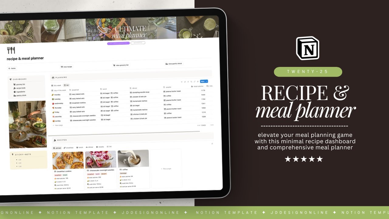 🥑 how i plan meals for the week in notion — simple & aesthetic (automated grocery lists & more) 🥑🌿