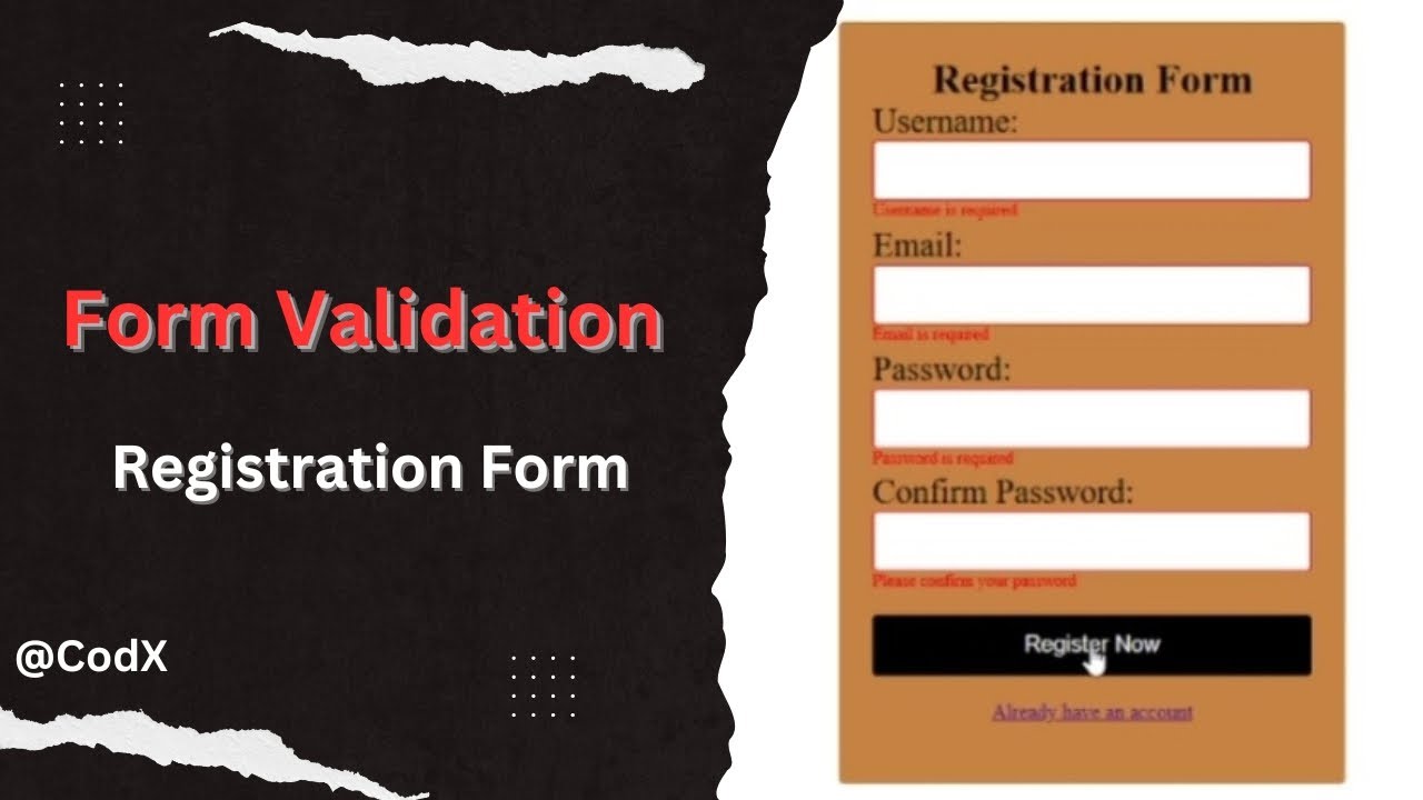 Form Validation With Localstorage | Registration Form Using Javascript