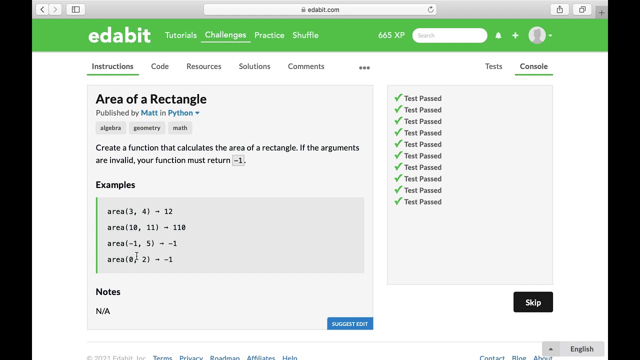 Python Function: Area of a Rectangle