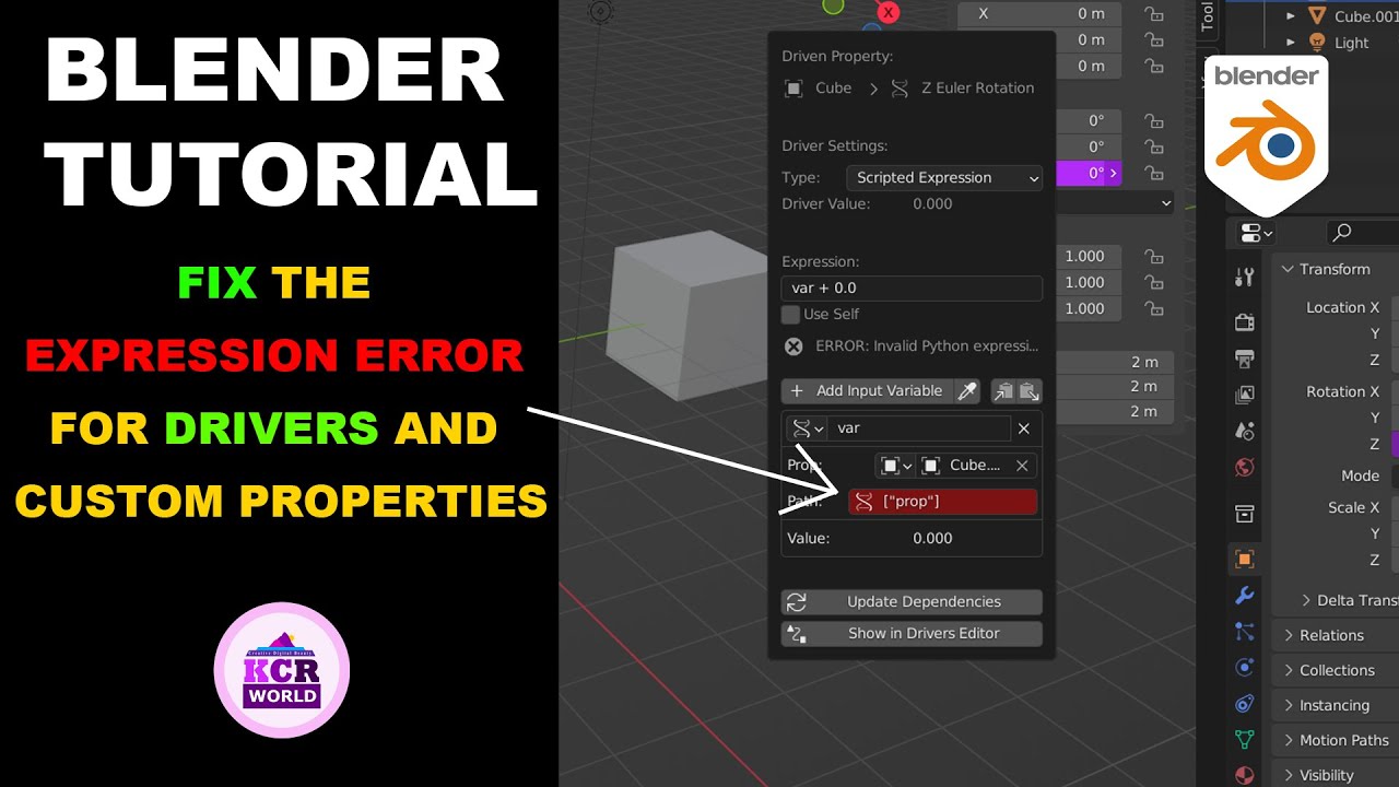 Blender Animation Tutorial: Solve Driver with Custom Properties Python Expression Error