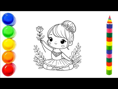 Cute Barbie Doll Drawing for kids, Painting & Coloring for kids, Toddlers_ Child Art