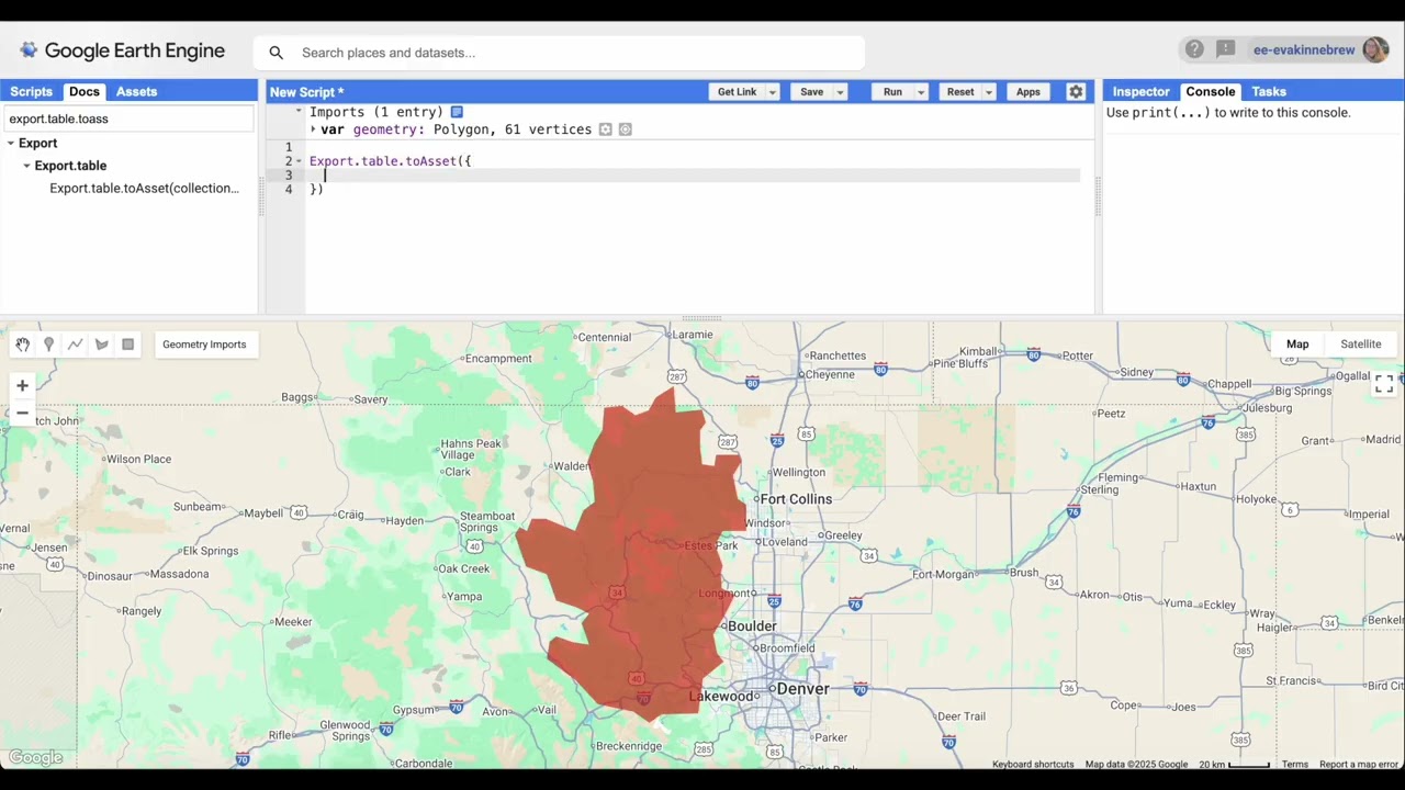 Exporting geometry objects as assets in Google Earth Engine