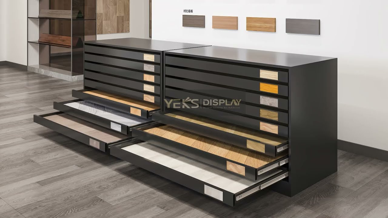 Card sample wood floor drawer display cabinet - Yeks