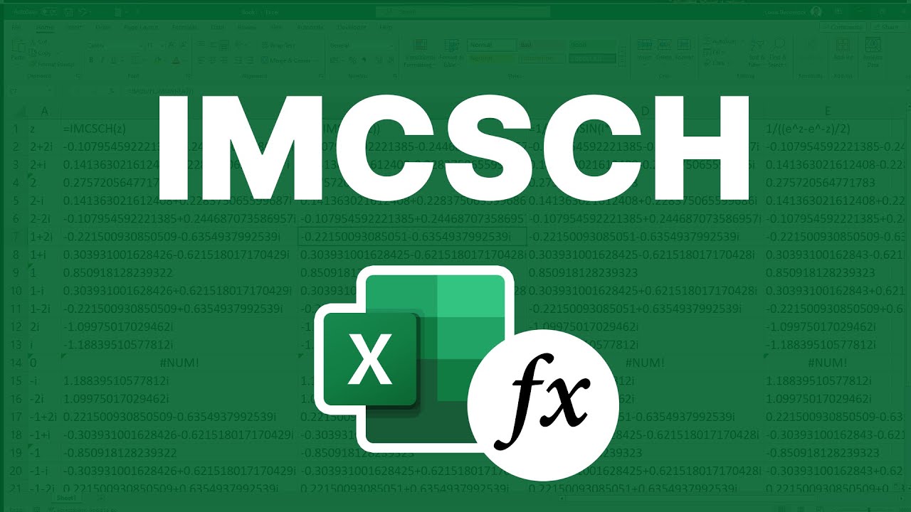 Hyperbolic Cosecant of a Complex Number - Excel IMCSCH Function