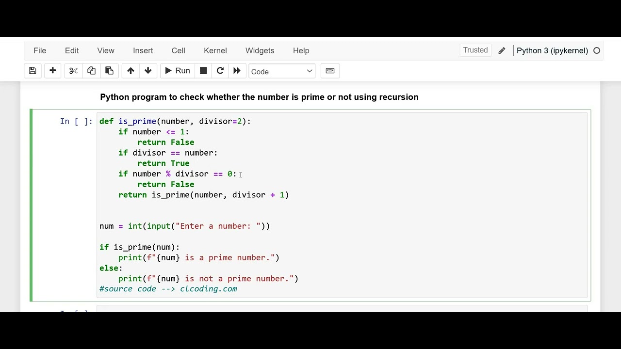Day 8 : Python Program to check whether the number is prime or not using recursion