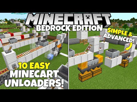 Minecraft Bedrock: 10 Easy MINECART UNLOADERS! Simple & Advanced Design Tutorial! MCPE Xbox PC Ps4