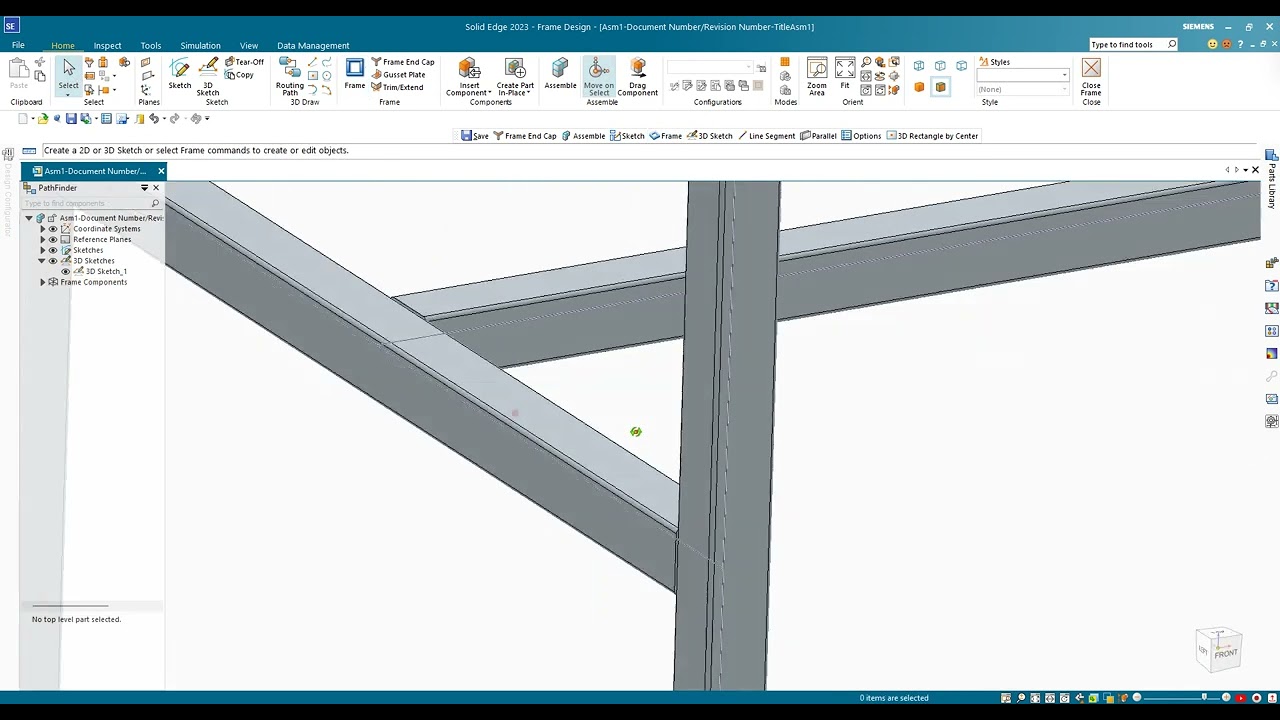 Solid Edge 2023: Creating a basic frame.
