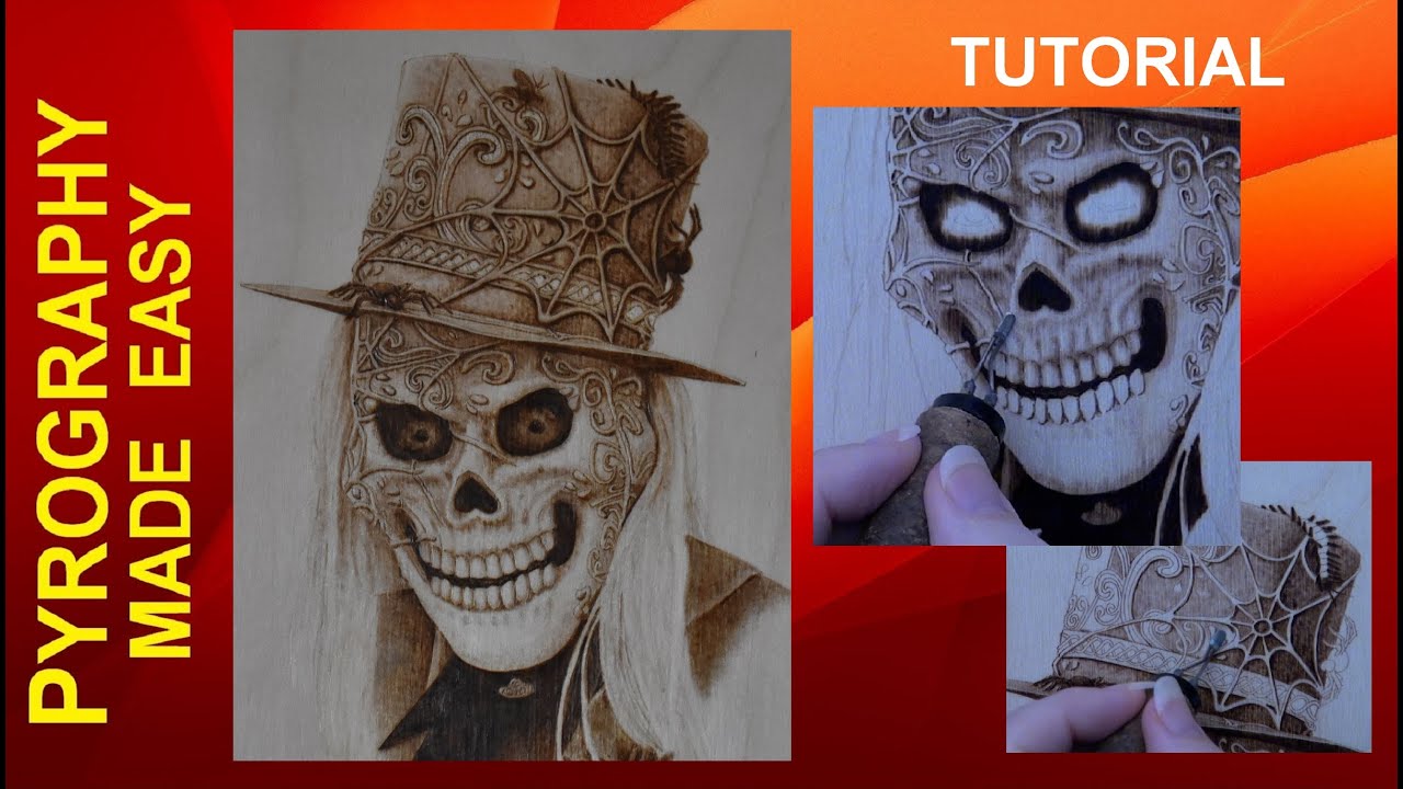 Wood Burning - The Skull Mask - skeleton pyrography tutorial