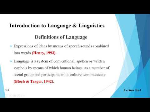 Introduction to Language & Linguistics - Lesson # 1