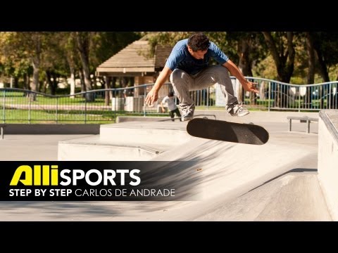 How to Nollie Backside 180, Carlos De Andrade, Alli Sports Skateboard Step By Step Trick Tips