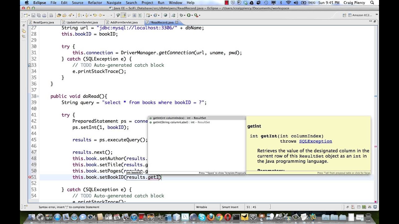 Updating a database record from a Java Web Application
