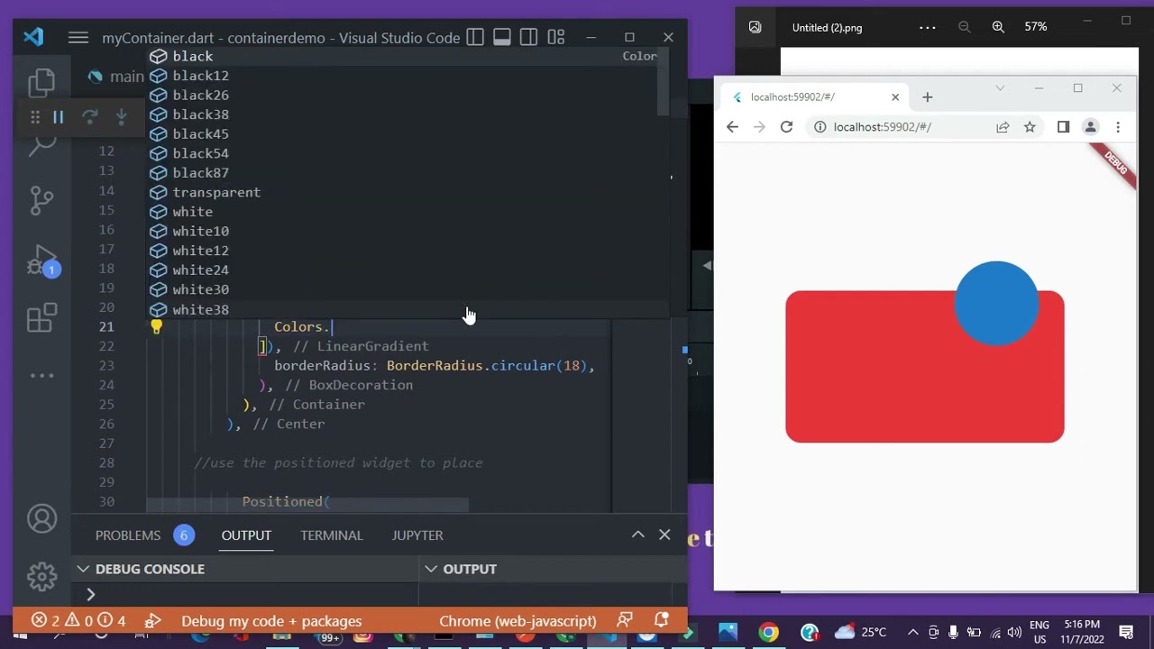 FLUTTER TUTORIAL | PROFILE CARD | CONTAINER | STACK |POSITIONED