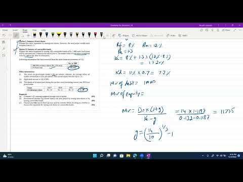 ICAP: MFA: CAF-06 Cost of Capital Question Autumn 2022