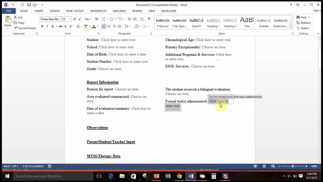 Speech and Language Report: Template Overview