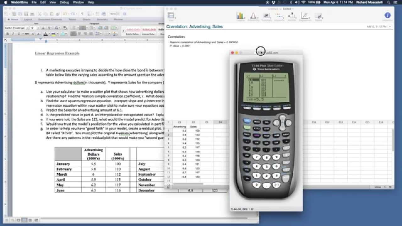 Scatterplot Minitab & TI84