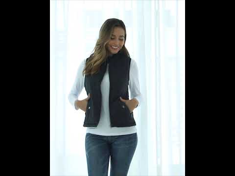 Fuinloth Women's Quilted Vest, Stand Collar Lightweight Zip Padded Gilet Black S at Amazon Women's C