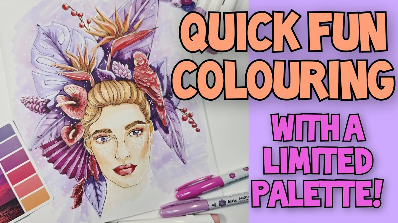LIMITED COLOUR PALETTE With A Quick Fun Adult Colouring Page! 