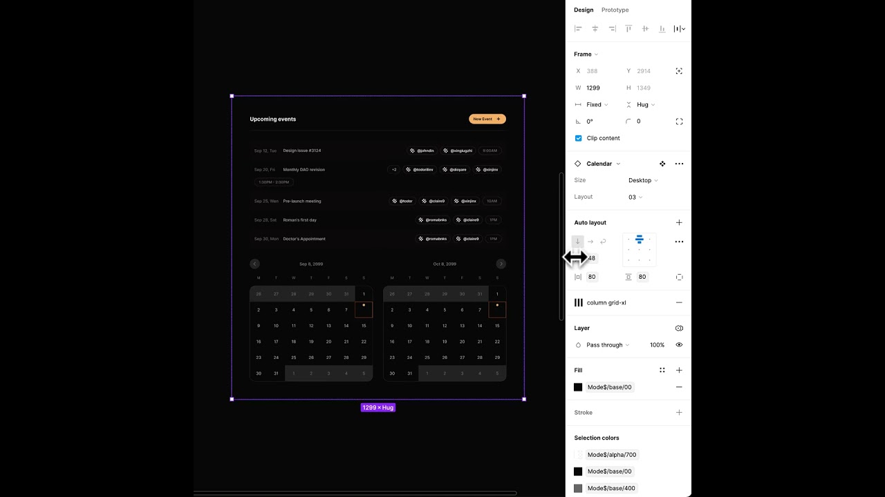 Responsive Calendar Component in Figma