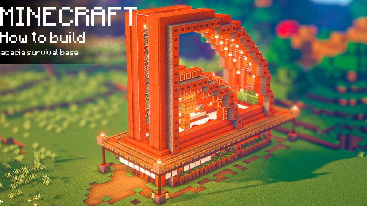 Minecraft : How to build an acacia survival base | Minecraft Base ...