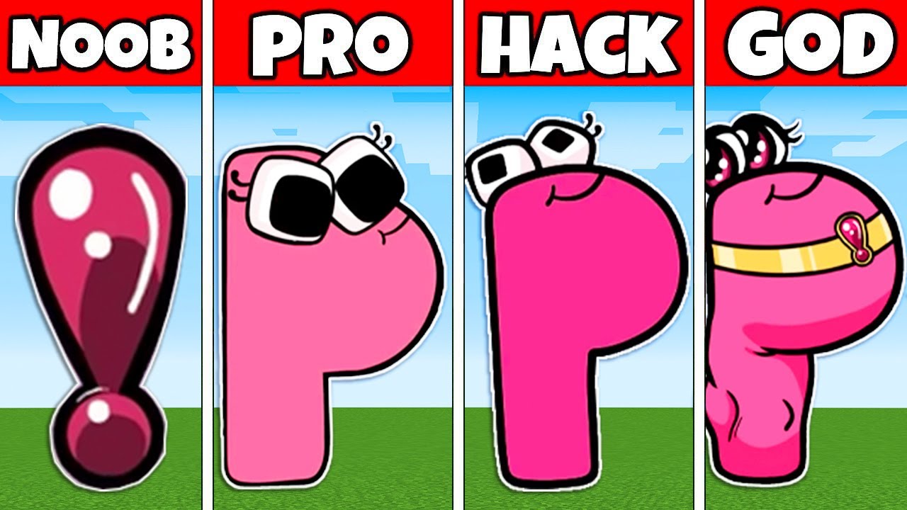 Minecraft NOOB vs PRO vs HACKER vs GOD Pixel Art: Alphabet Lore 