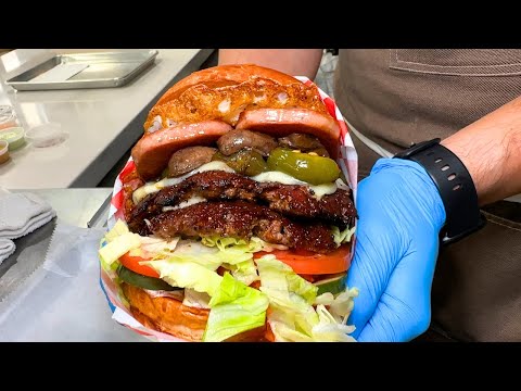Building a MONSTER Texas Sized BREAFAST BURGER in Houston Texas