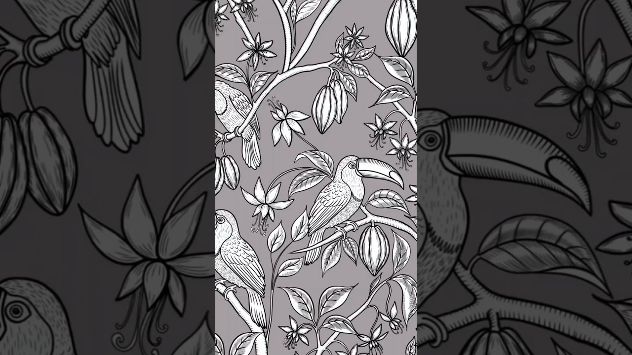 Vector hand drawn seamless pattern with toucans #pattern #art #illustration #seamlesspattern
