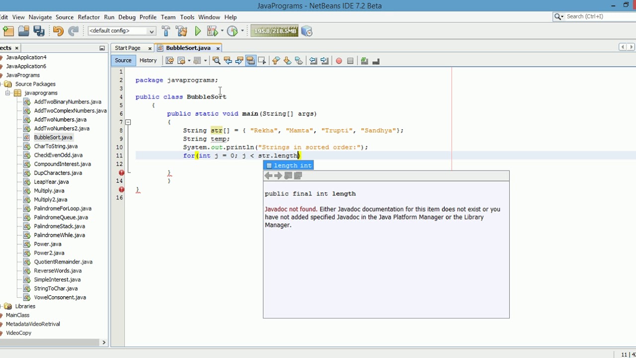 Java Program To Perform Bubble Sort on Strings