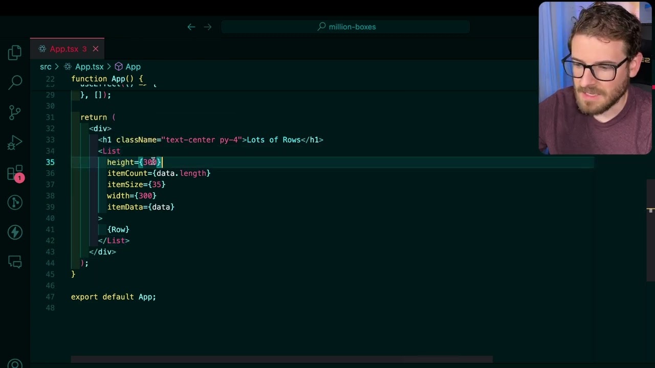 You'll need this library when displaying lots of rows in react