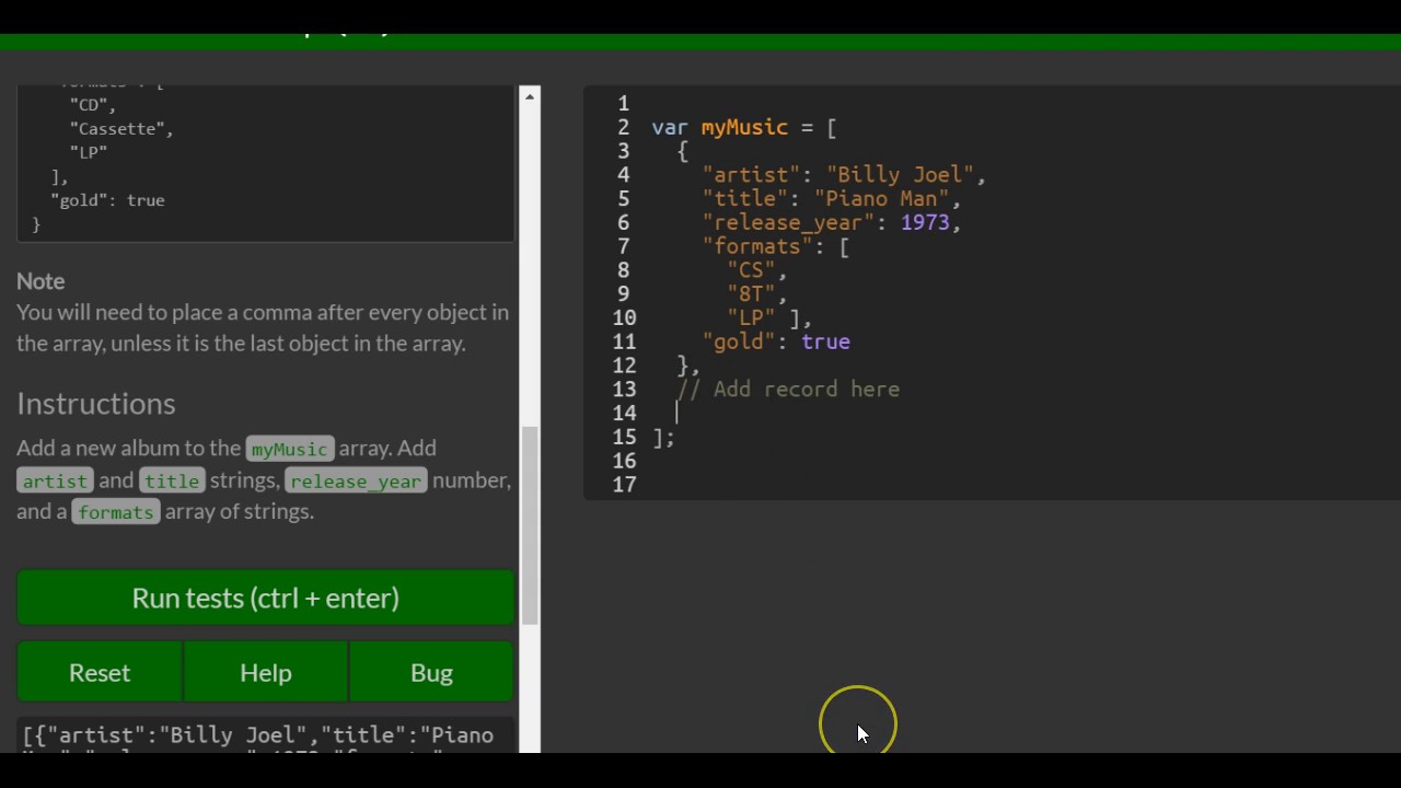 Manipulating Complex Objects, freeCodeCamp Basic Javascript