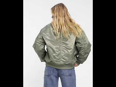 & OTHER STORIES Shiny Ruched Sleeve Bomber Jacket Khaki Women | Asos